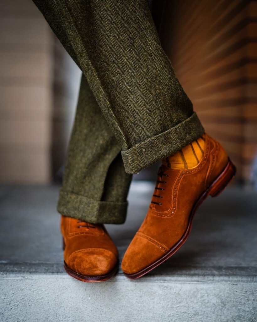 MUSTARD BROWN OVER THE CALF SHADOW STRIPE – Celchuk