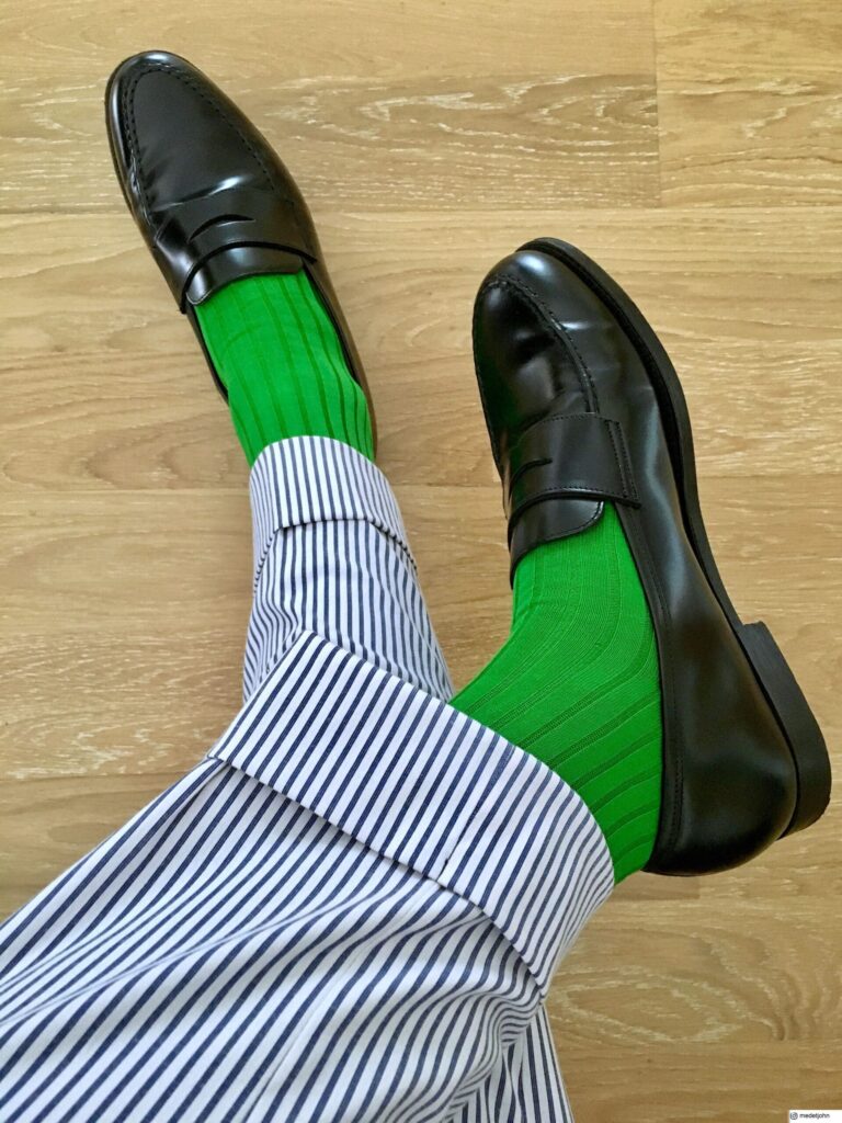 Classic Men’s Green Dress Socks | Sophisticated Ribbed Stripes | Over ...