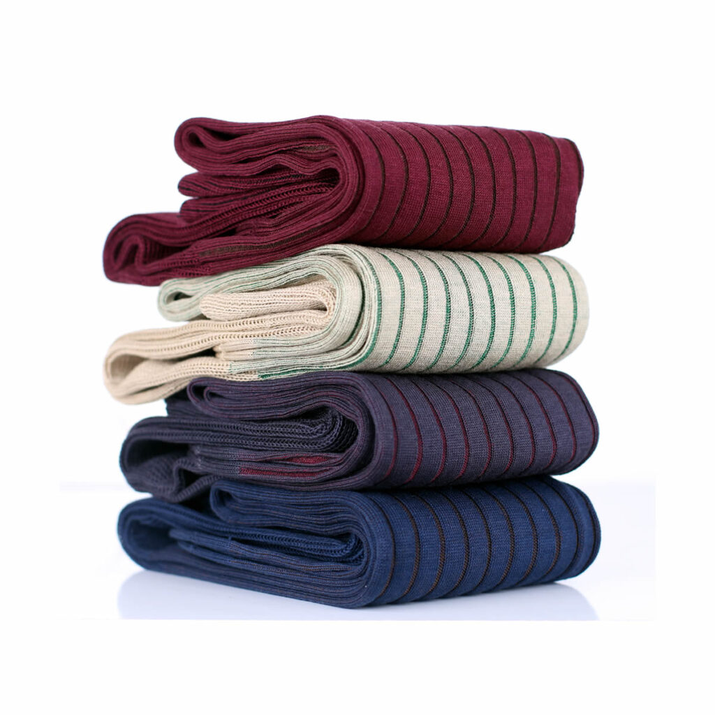 4 PACK SHADOW STRIPED COTTON SOCKS – OVER THE CALF SOCKS – MID CALF ...