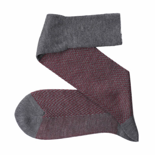 GRAY BURGUNDY HERRINGBONE OVER THE CALF SOCKS – Celchuk