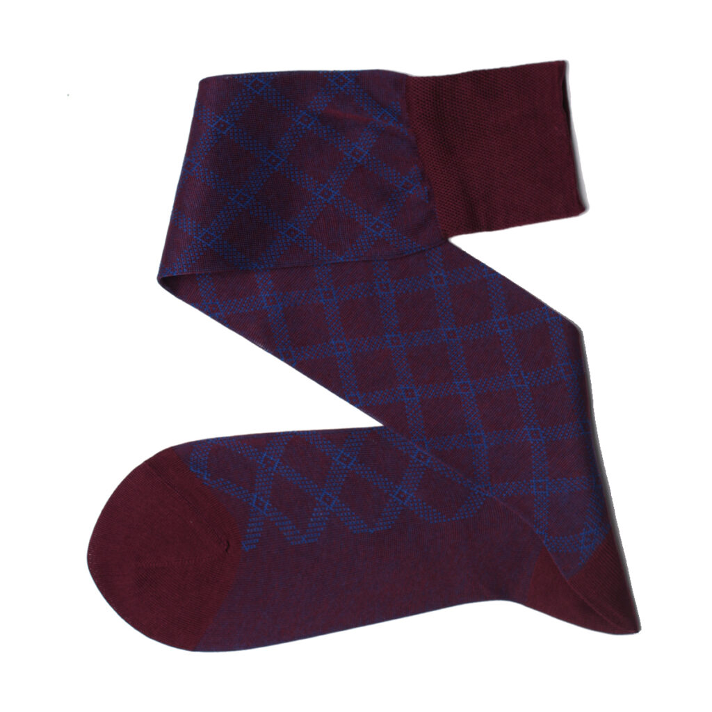 DRESS SOCKS | OVER THE CALF | BURGUNDY SOCKS | TARTAN PATTERN | COTTON ...