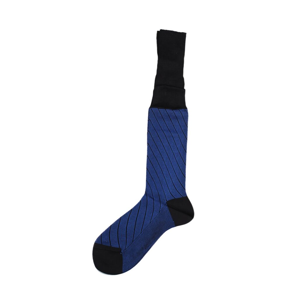 DRESS SOCKS DIAGONAL BLACK ROYAL BLUE OVER THE CALF BIRDSEYE – Celchuk